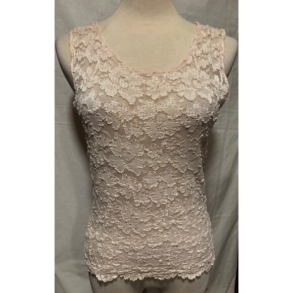 Lew Magram | Tops | Lew Magram Vintage Pink Stretch Lace Top Cami ...